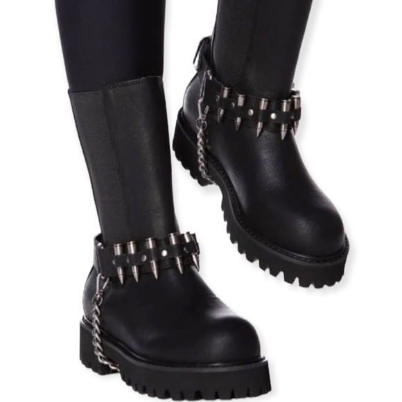 Killstar | Shoes | New Black Chunky Sole Silver Chain Bullet Ankle ...